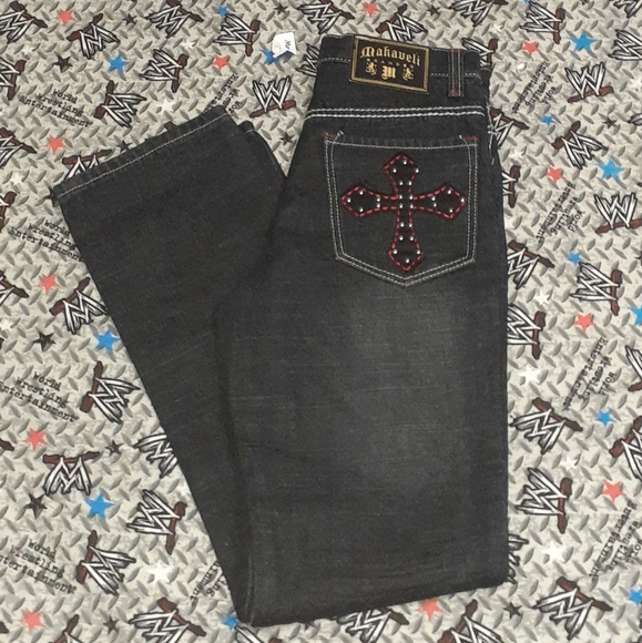 Makaveli | Jeans | New 2 Pac Makaveli Brand Slim Straight Denim Cross ...